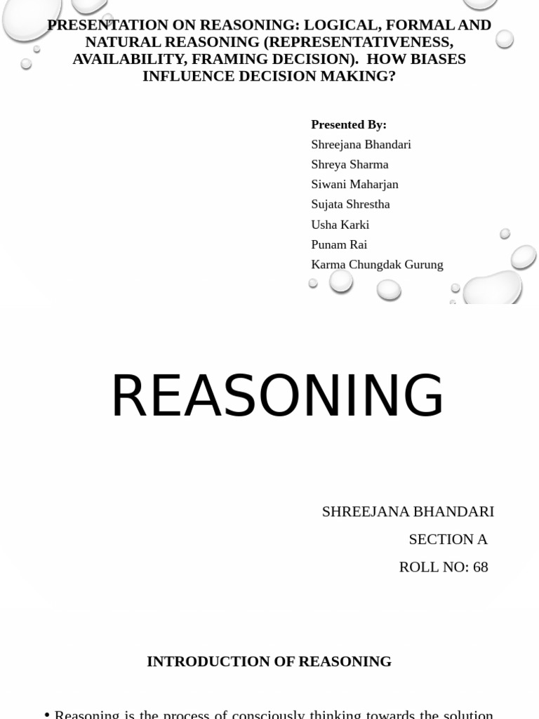 Congnitive Psychology Presentation Reasoning | PDF | Reason | Deductive Reasoning