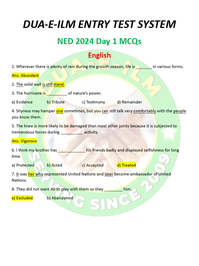 NED 2024 Day 1 (Sir Nasim Zulfiqar) | PDF