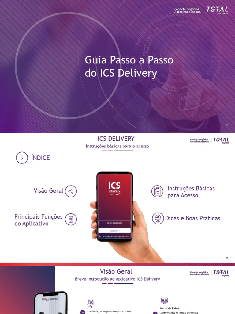 Guia do Aplicativo ICS Delivery | PDF | Aplicativo para celular | Internet