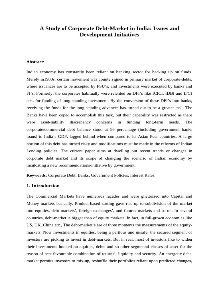 Indian Corporate Debt Market | PDF | Corporate Bond | Reserve Bank Of India