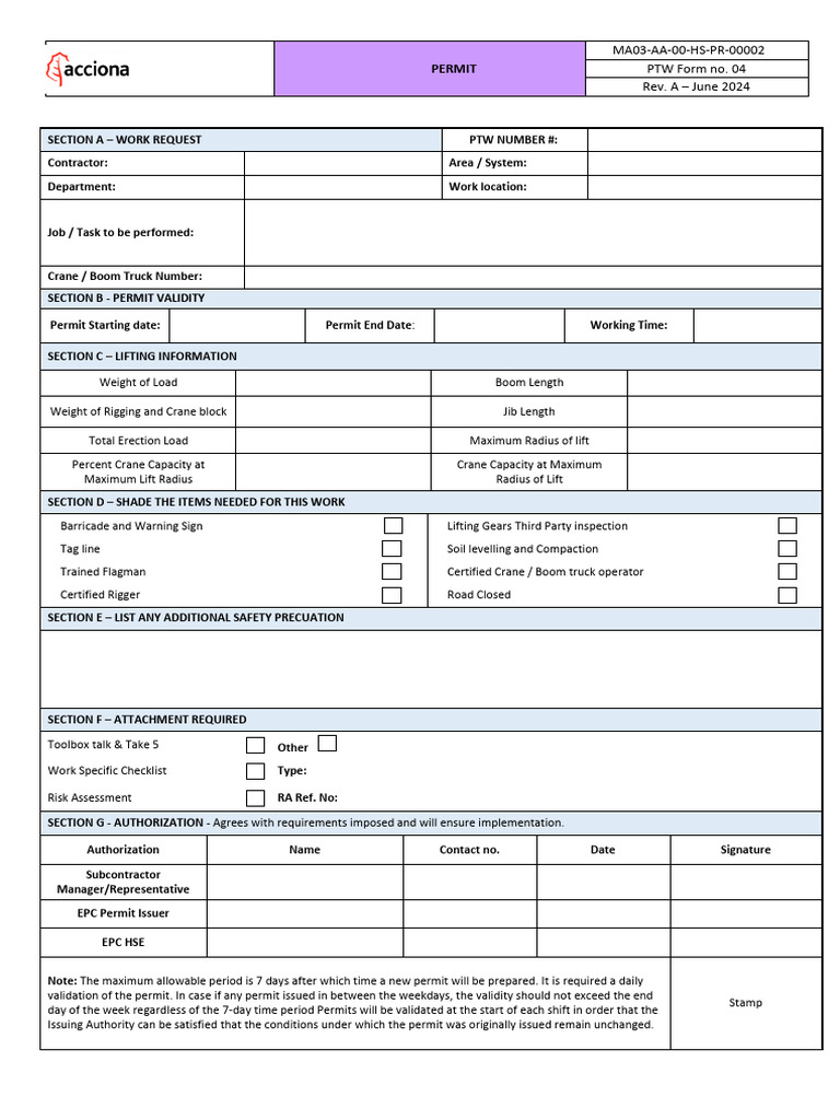 10.4. Appendix IV Lifting Permit | PDF | Crane (Machine)