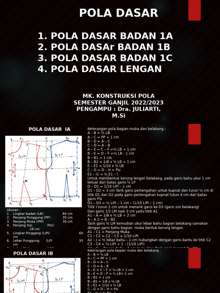 Pola Dasar Ukuran Badan dan Lengan | PDF