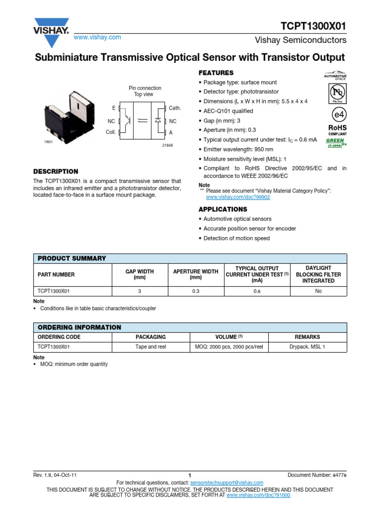 TCPT 1300 | PDF | Sensor | Contractual Term