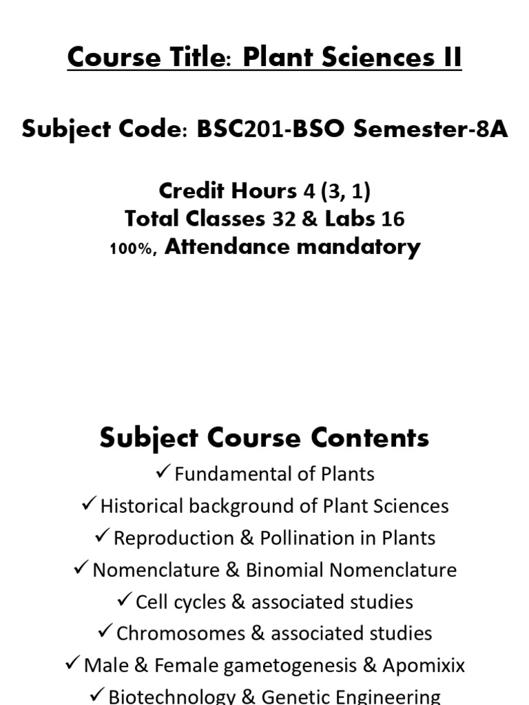 Plant Sciences II Course Overview | PDF | Botany | Plants
