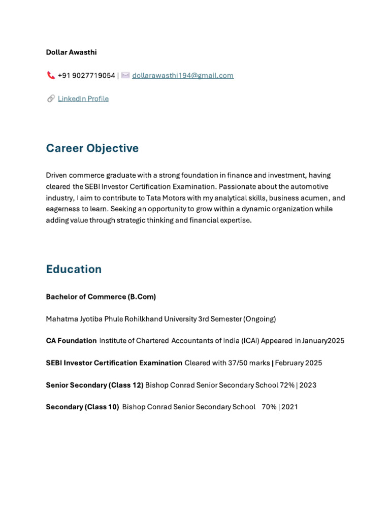 Dollar Resume | PDF