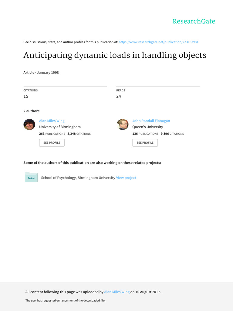 Anticipating Load Changes in Object Handling | PDF | Force | Acceleration
