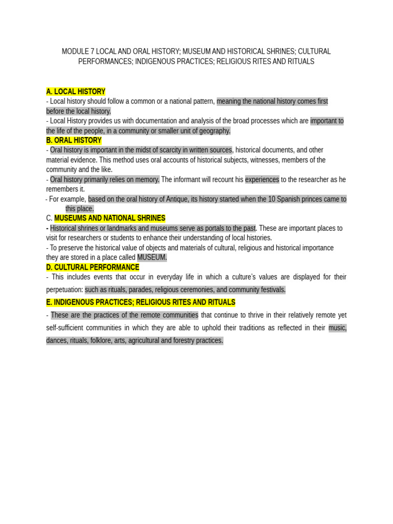 Module 7 Local and Oral History | PDF