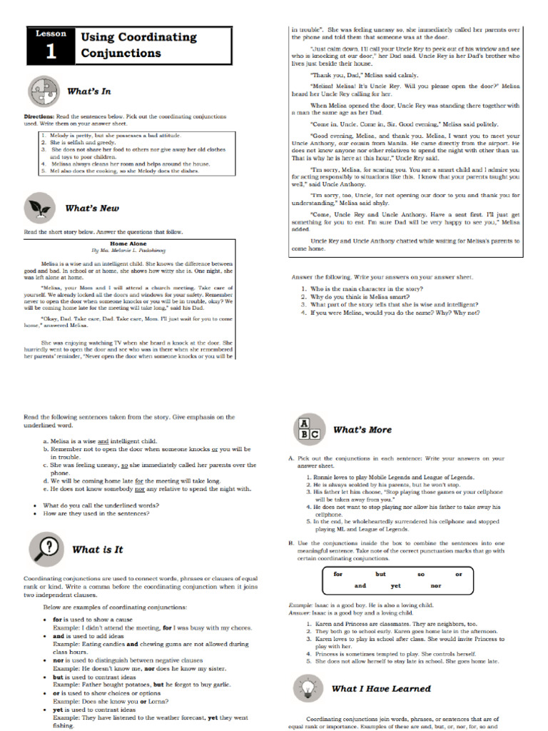 Conjunctions (Coordinating, Subordinating, Correlative) | PDF