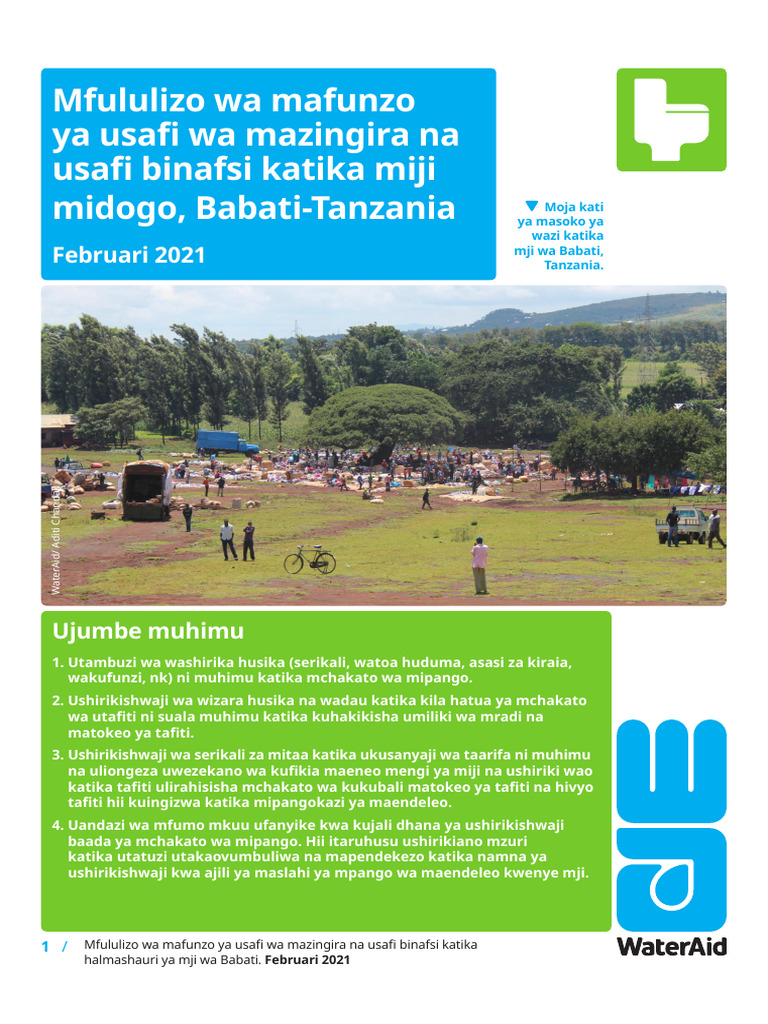 Mfululizo Wa Mafunzo Ya Usafi Wa Mazingira Na Usafi Binafsi Katika Miji ...