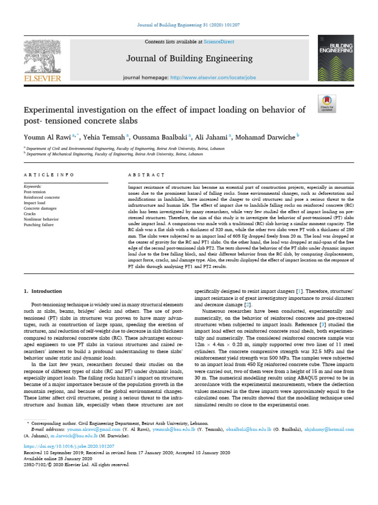 Impact on Post-Tensioned Concrete Slabs | PDF | Strength Of Materials ...