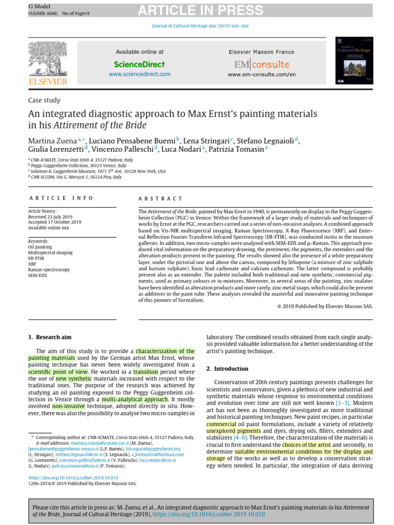 AAVV - An Integrated Diagnostic Approach To Max Ernst's Painting ...