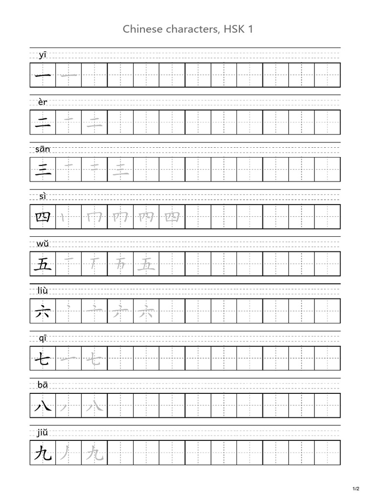 HSK 1 Chinese Characters Guide | PDF