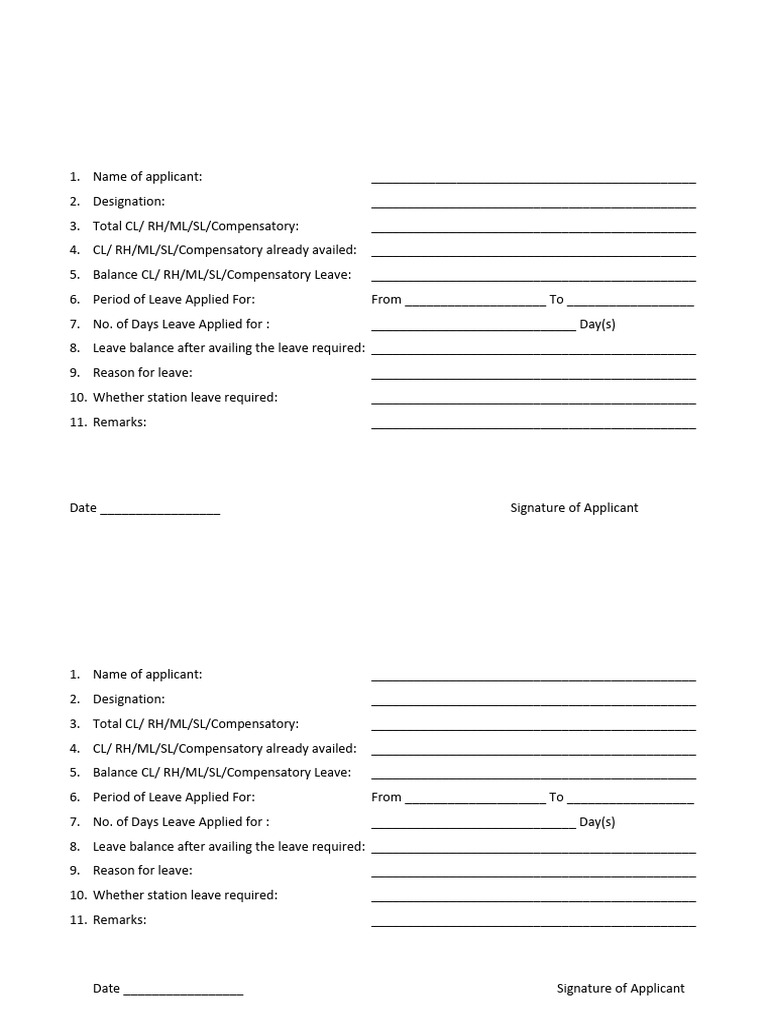 Casual Leave Performa | PDF