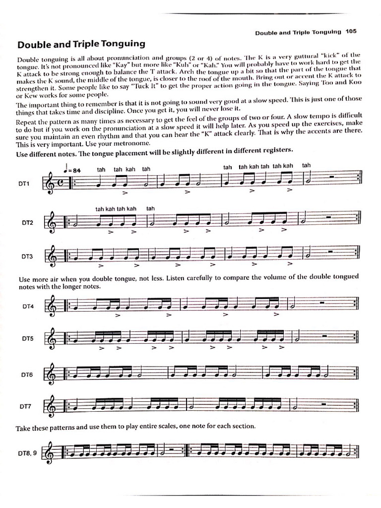 Brass Double Tonguing Exercises Treble Clef | PDF
