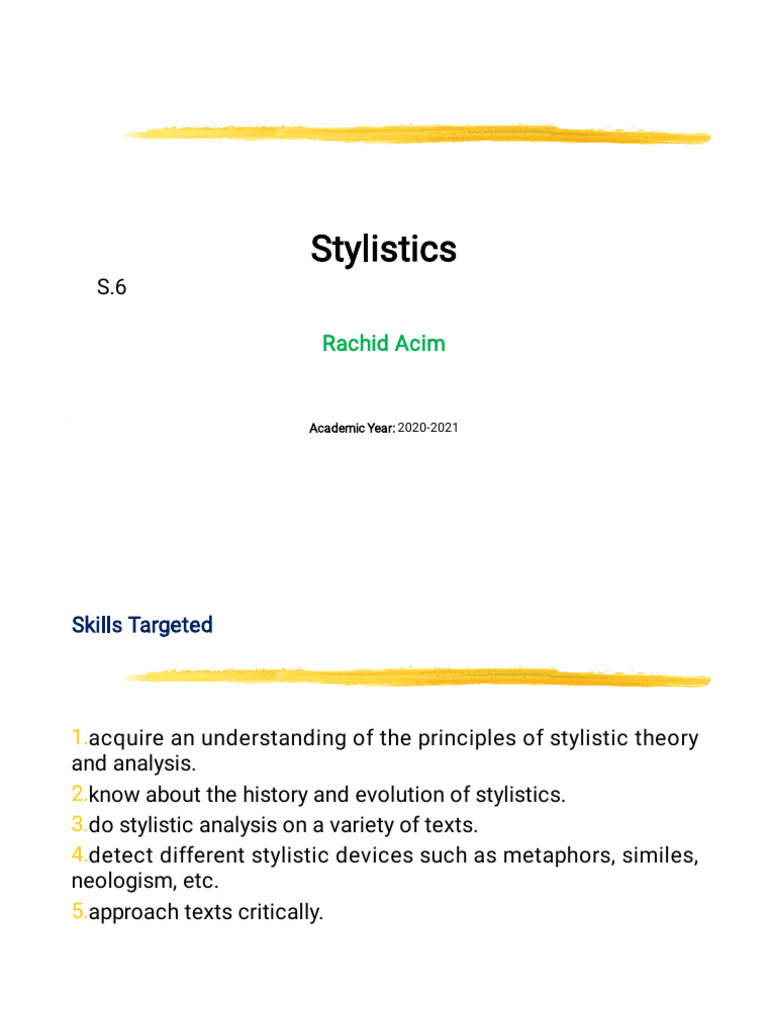 Understanding Stylistics in Language | PDF | Liberal Arts Education ...