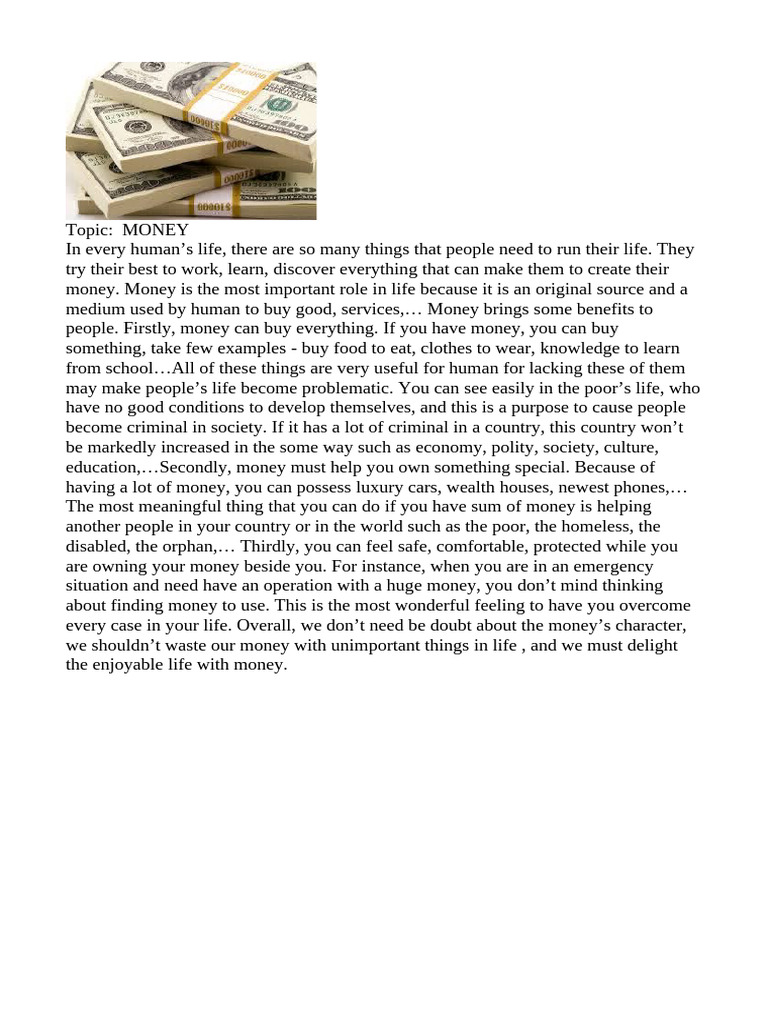 Importance of Money in Life | PDF