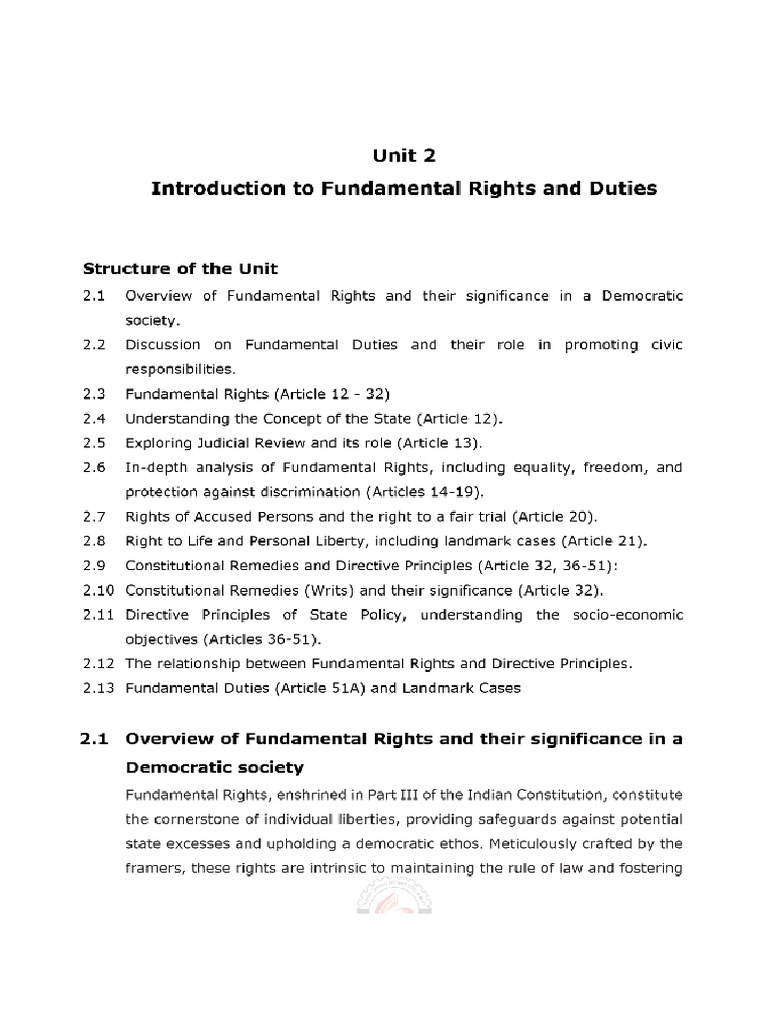 Unit 2 Indian Constitution | PDF