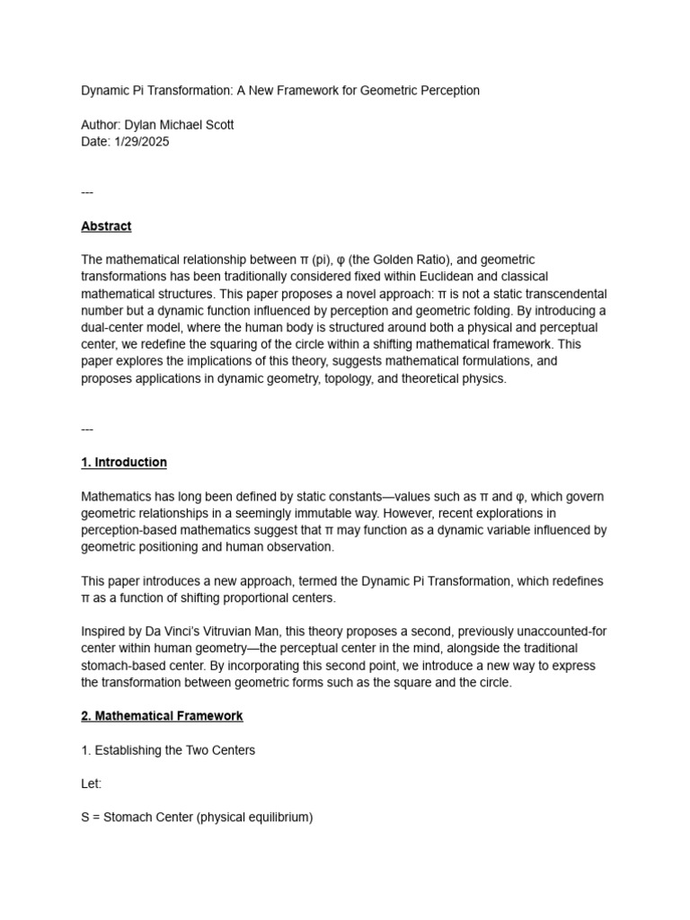 Dynamic Pi Transformation Framework | PDF | Pi | General Relativity
