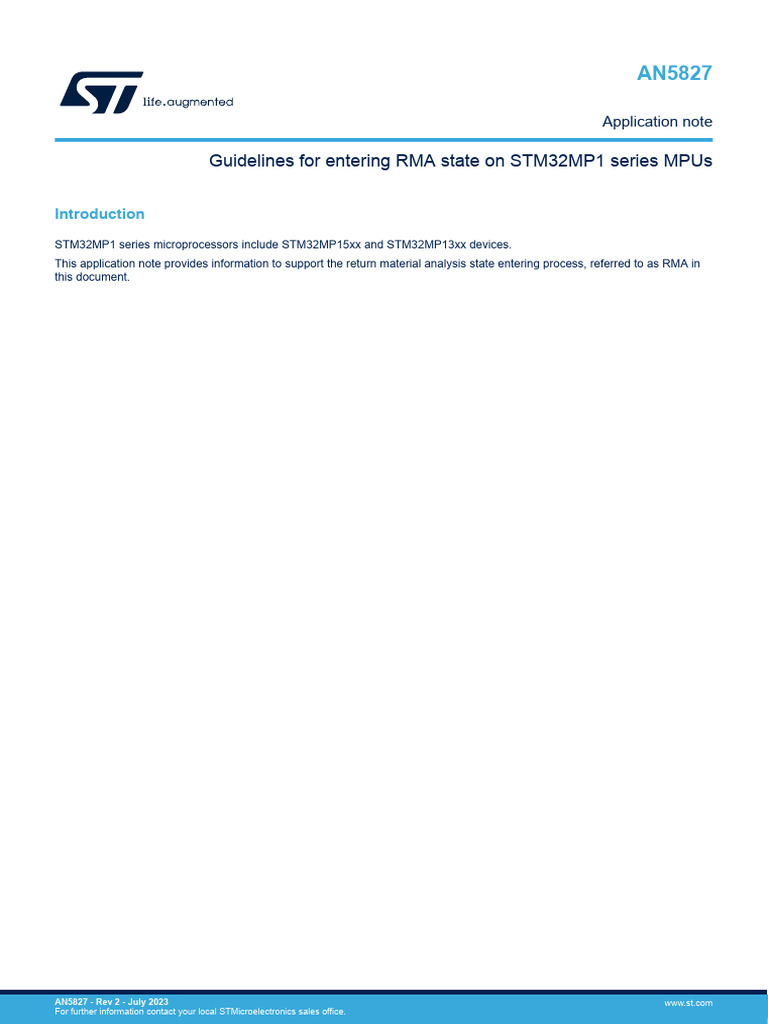 An5827 Guidelines For Entering Rma State On Stm32mp1 Series Mpus ...