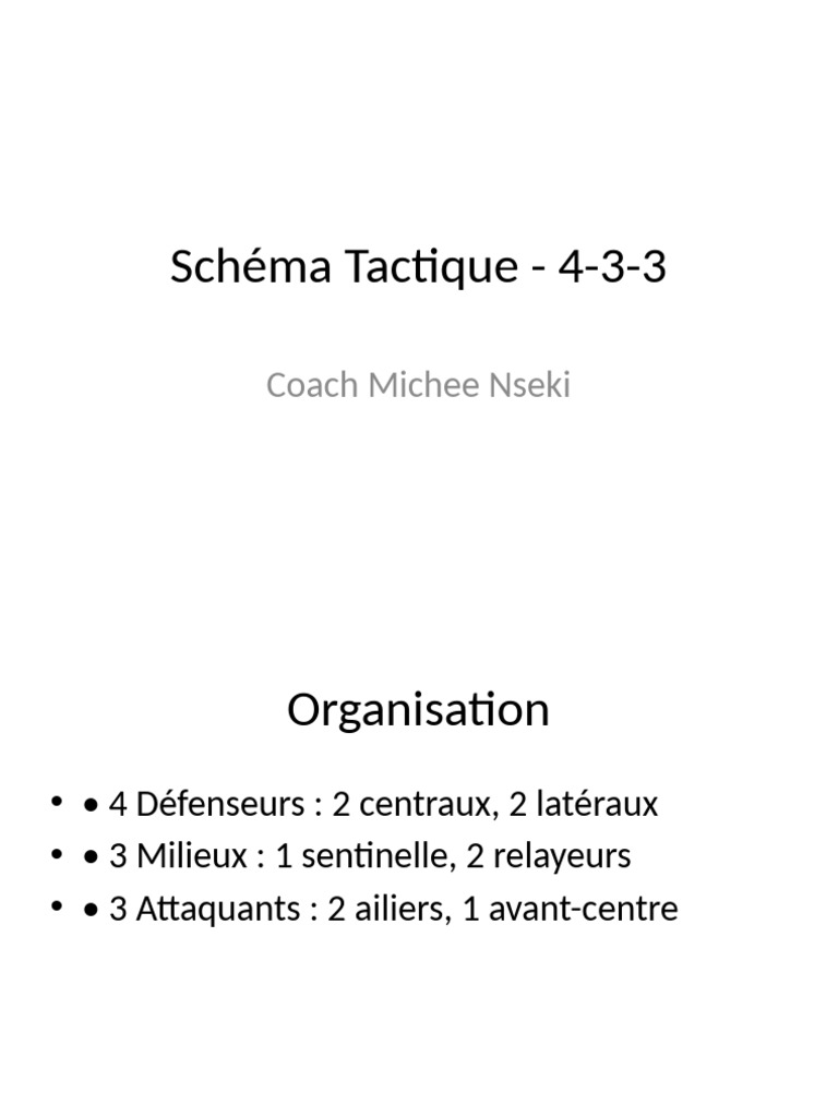 Schema Tactique Coach Michee Nseki | PDF