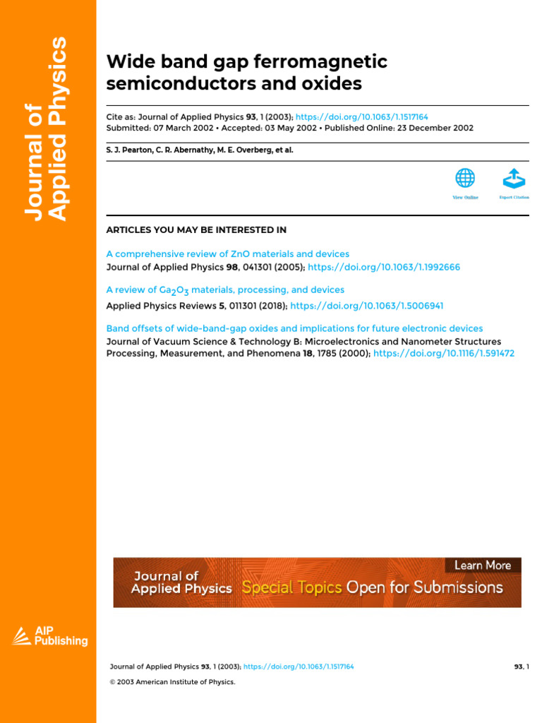 5) Wide Band Gap Ferromagnetic..Ankus Sir | PDF | Doping (Semiconductor) | Semiconductors