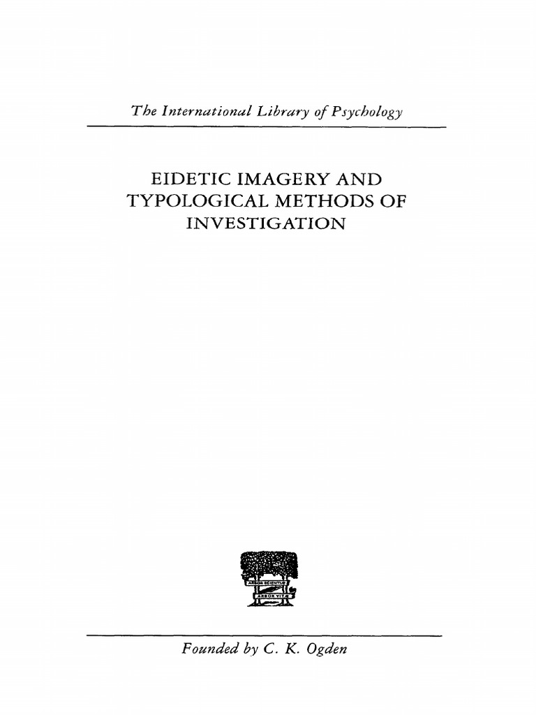 Janesch, E. R. - Eidetic Imagery and Typological Methods of ...