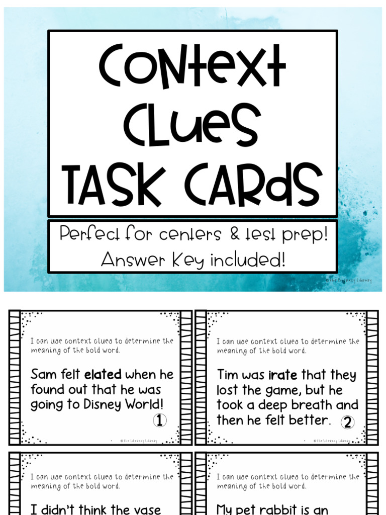 Context Clues Task Cards | PDF