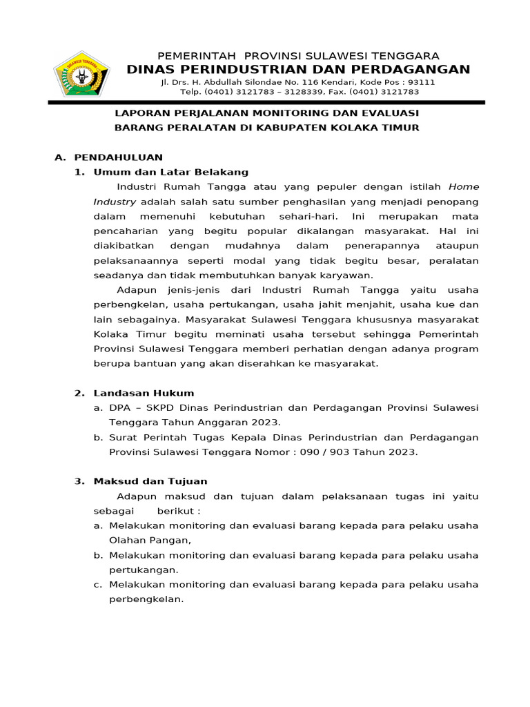 Laporan Perjadin Kolaka Timur | PDF