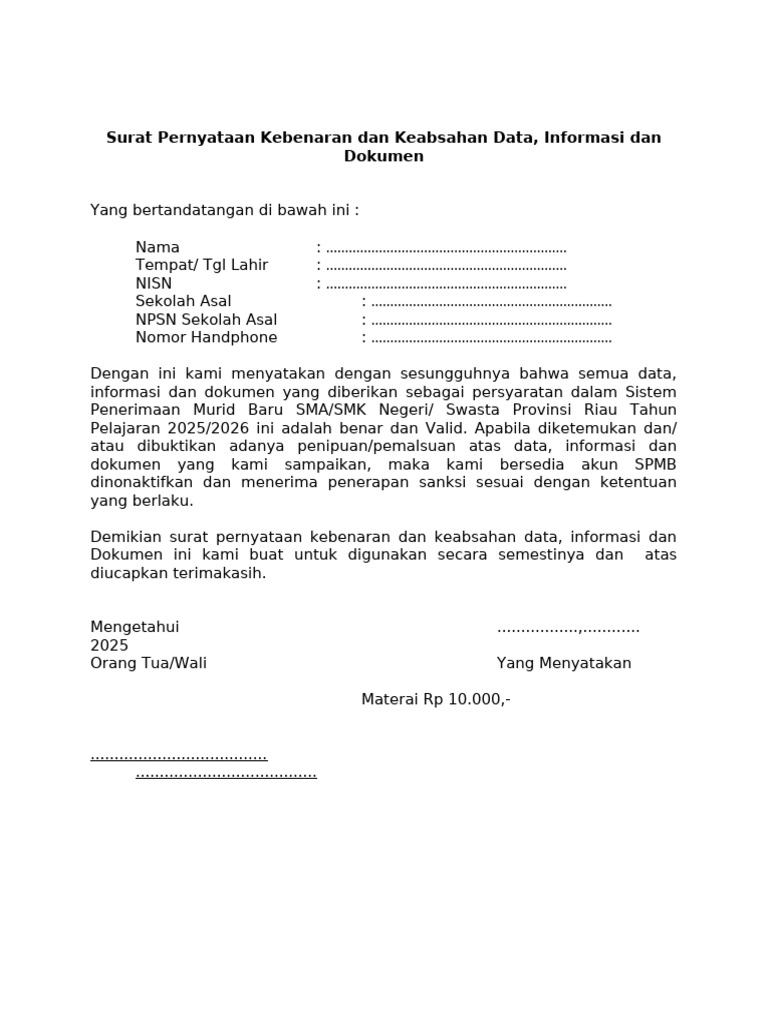 Surat Keabsahan | PDF