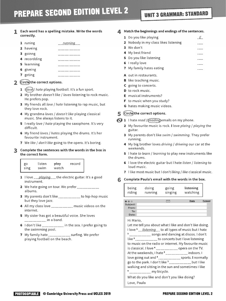 Prepare 2 Unit 3 Grammar Exam | PDF