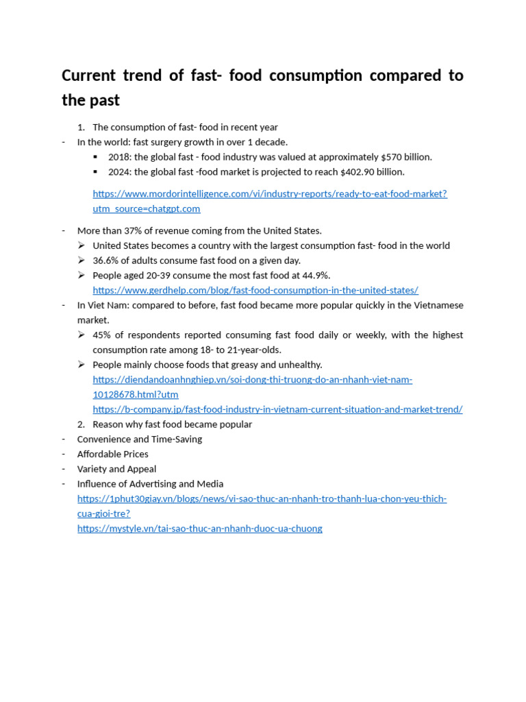 Current Trend of Fastfood | PDF