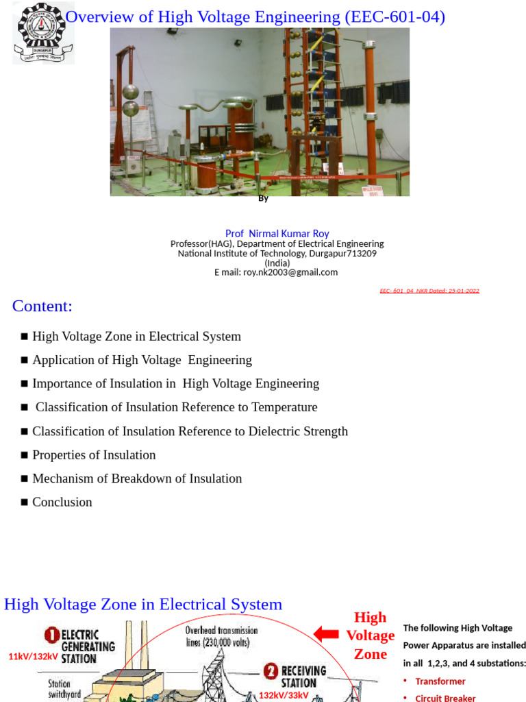 EEC-601 - 4 Overview High Voltage Engineering | PDF | Insulator (Electricity) | High Voltage