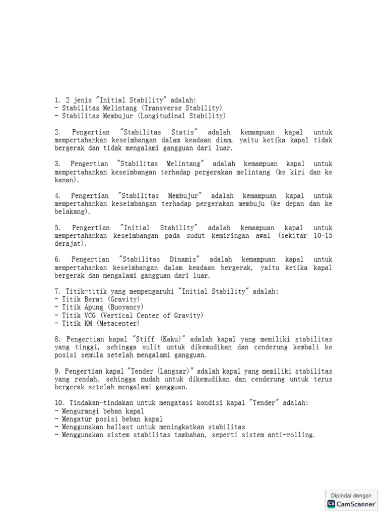 Stabilitas Kapal: Stiff vs Tender | PDF