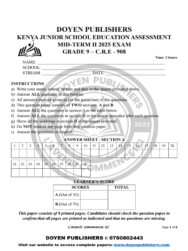 Grade 9 Cre Mid-Term 2 Exam | PDF