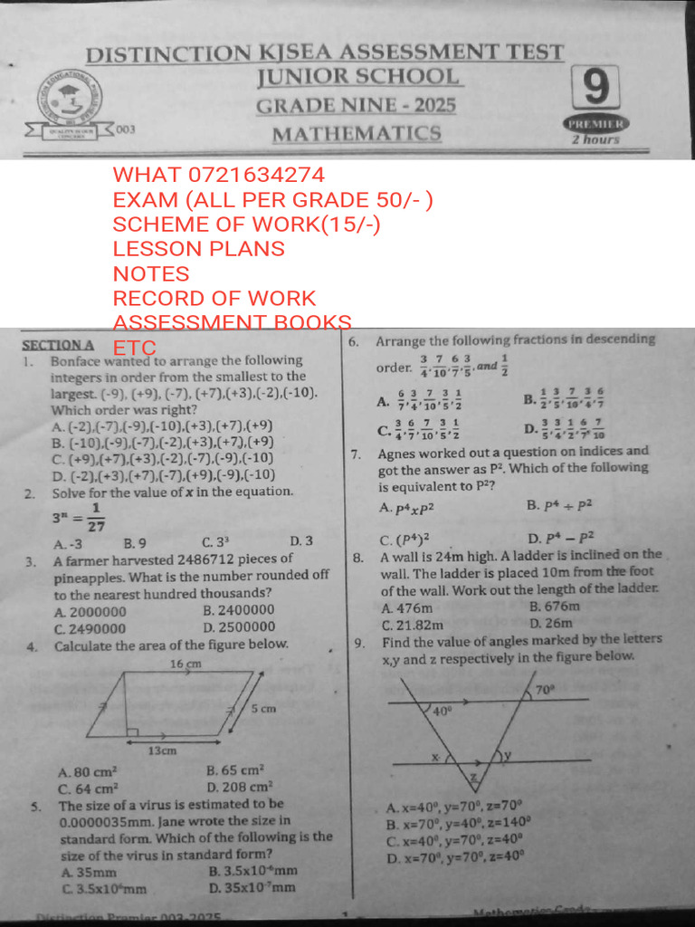Grade 9 003 Distinction All Subjects With Marking Scheme01 - Sign | PDF