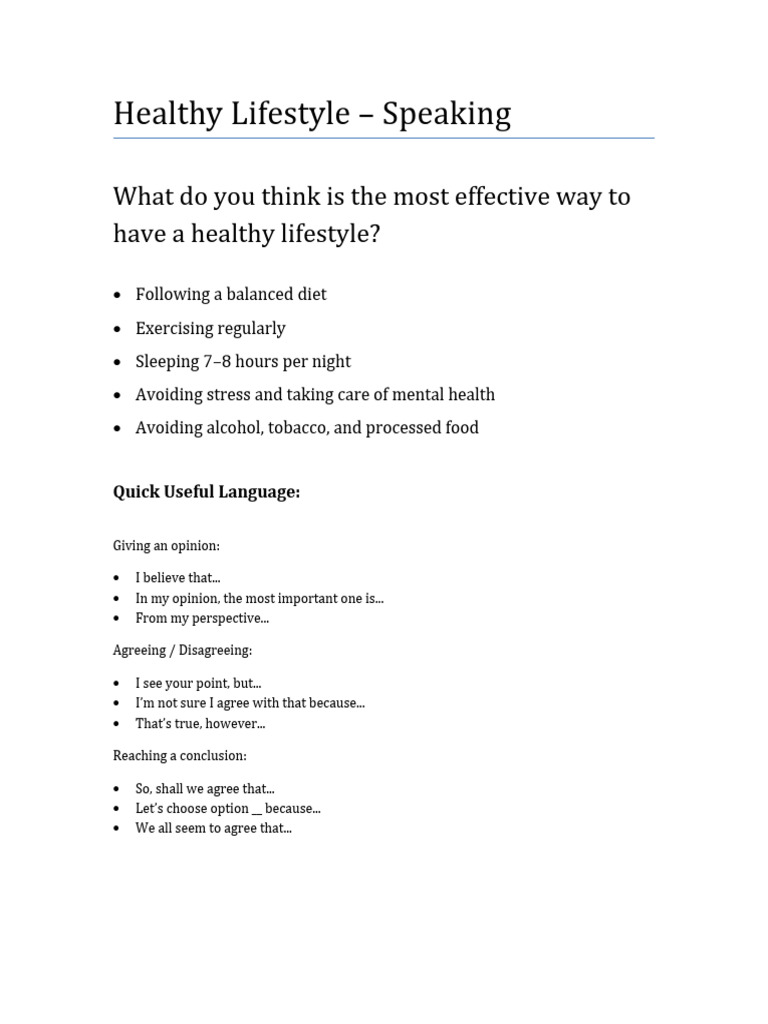 Speaking Part 3 Health | PDF