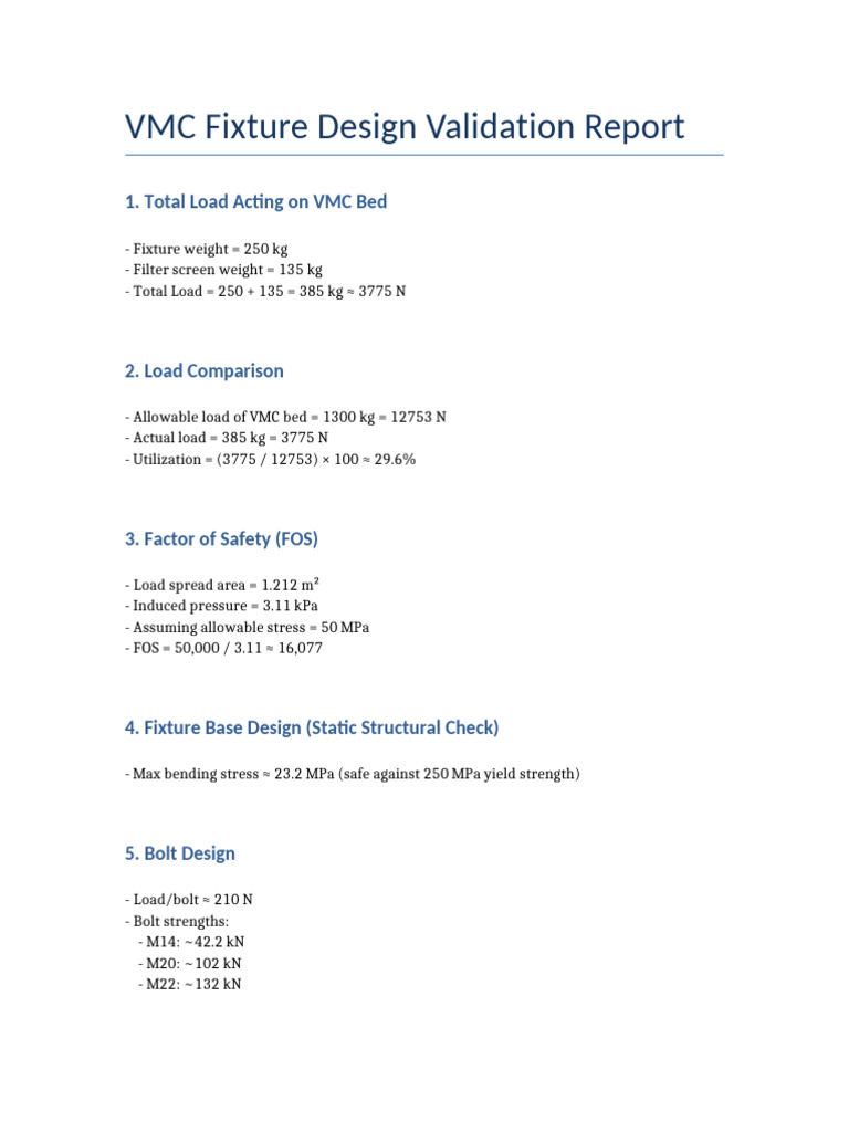 VMC Fixture Design Validation Report For Filter Screen Final | PDF
