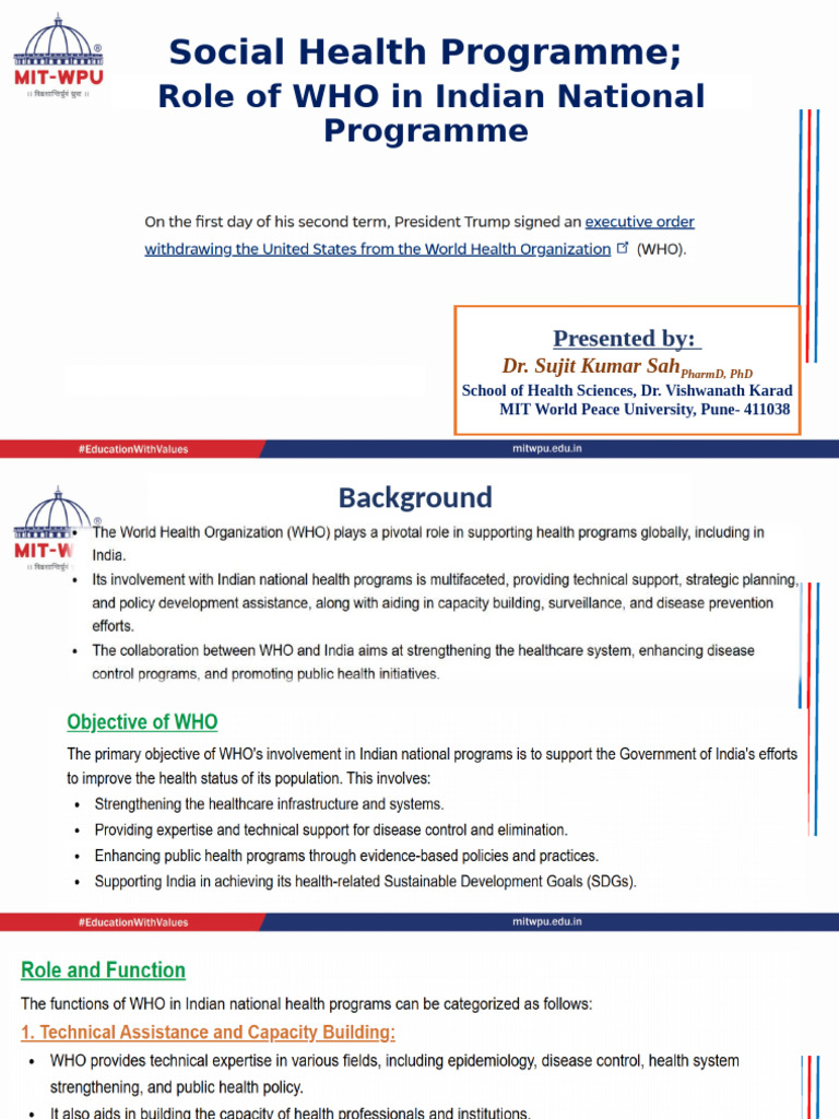 WHO's Role in India's Social Health Program | PDF