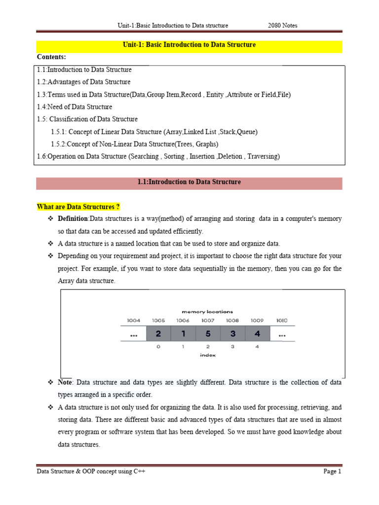 Introduction to Data Structures in C++ | PDF | Data Structure ...