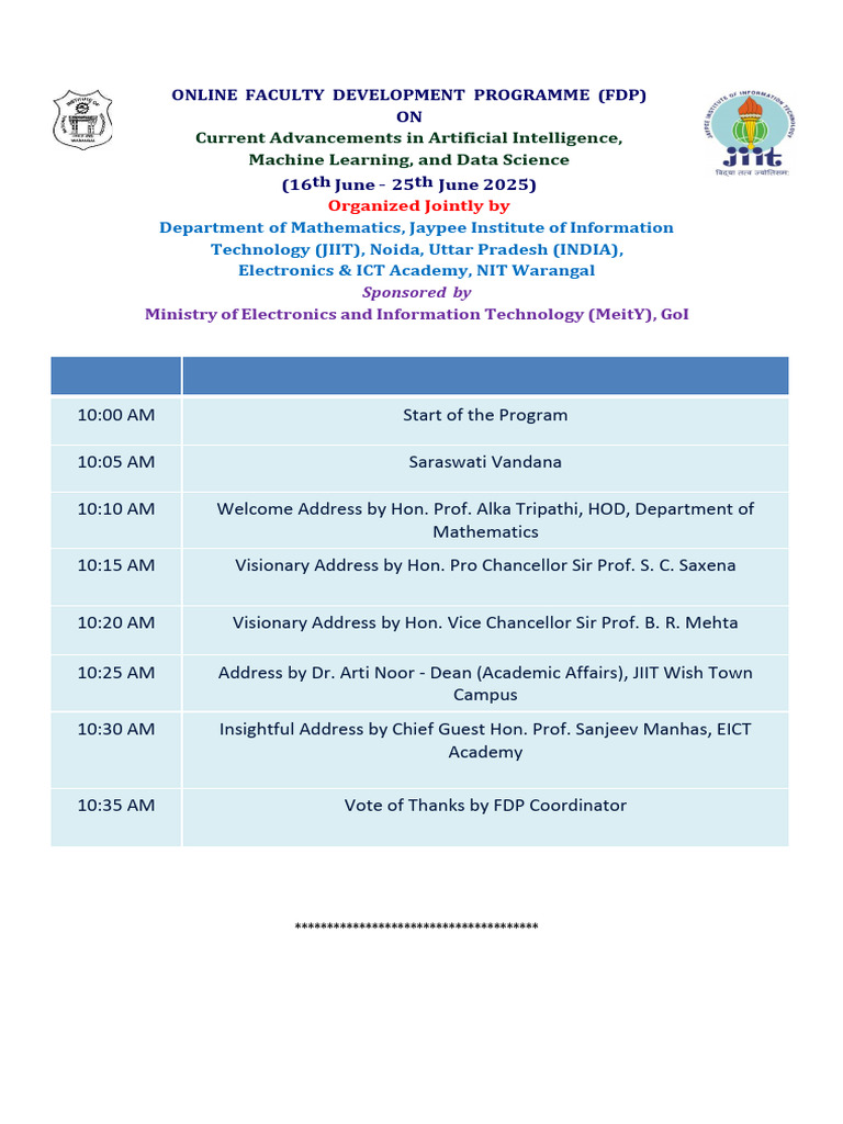 Inagural Session FDP | PDF