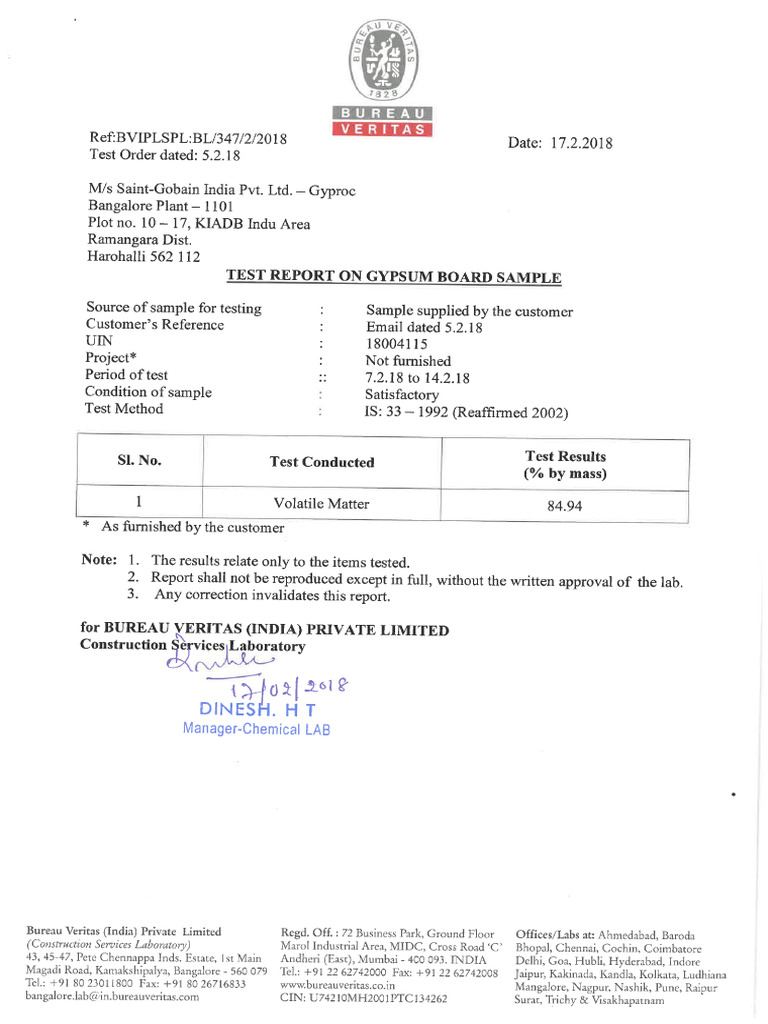 VOC Test Report | PDF