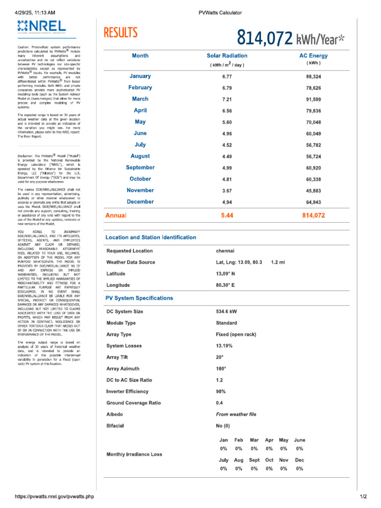 PVWatts Calculator | PDF