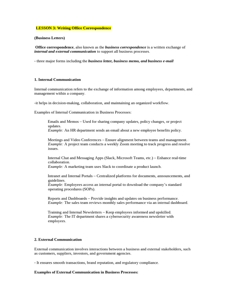 Office Correspondence Essentials | PDF | Memorandum | Communication