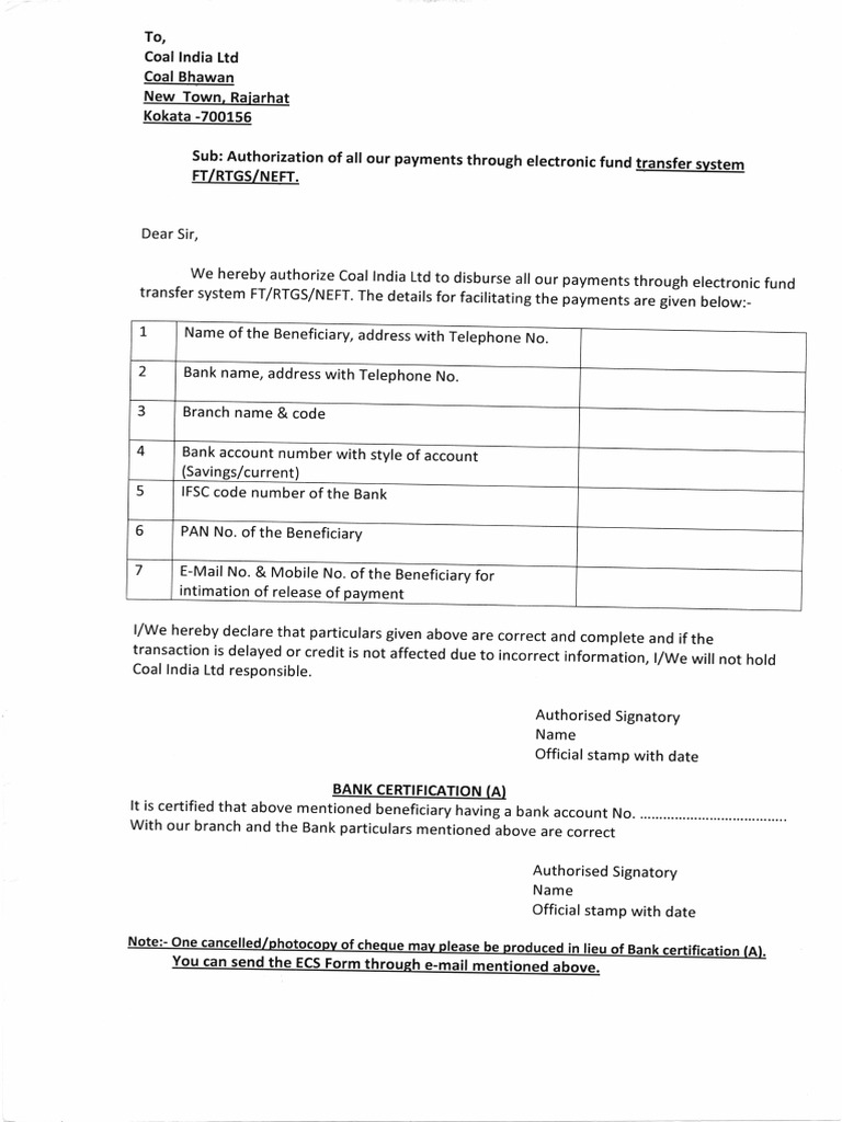 Bank Mandate Format | PDF