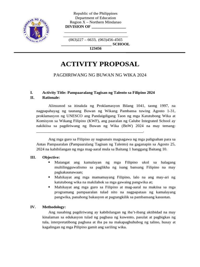 Acitvity Proposal and Action Plan | PDF