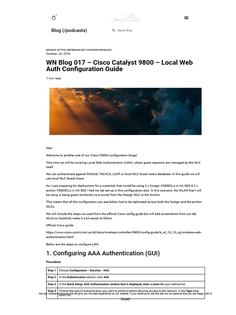 WN Blog 017 - Cisco Catalyst 9800 - Local Web Auth Configuration Guide ...