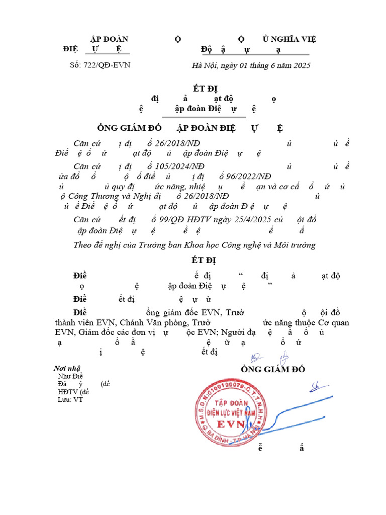 QD722 2025-05-31 Quy Dinh Quan Ly Hoat Dong KHCN Trong EVN | PDF