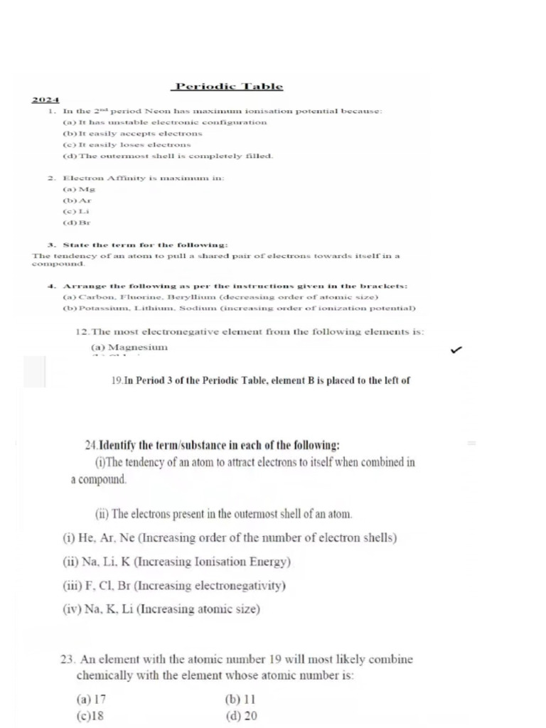 Icse Periodic Table | PDF