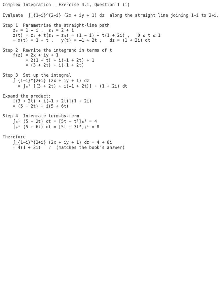 Complex Integration Solution Part1 | PDF