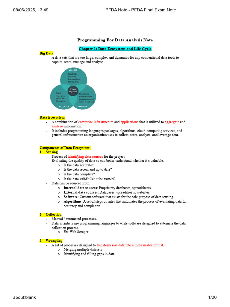 PFDA Note - PFDA Final Exsm Note | PDF | Data Analysis | Hypothesis